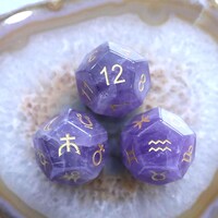 Natural Amethyst Dice Set| Gemstone D20 D&D Dice Set| Dungeons and ...