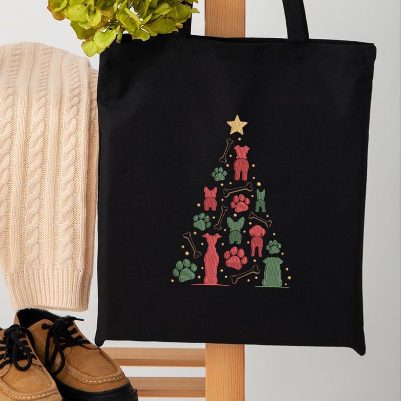 Dog Paw Print Christmas Tree Embroidery Design (digital Download) - Etsy