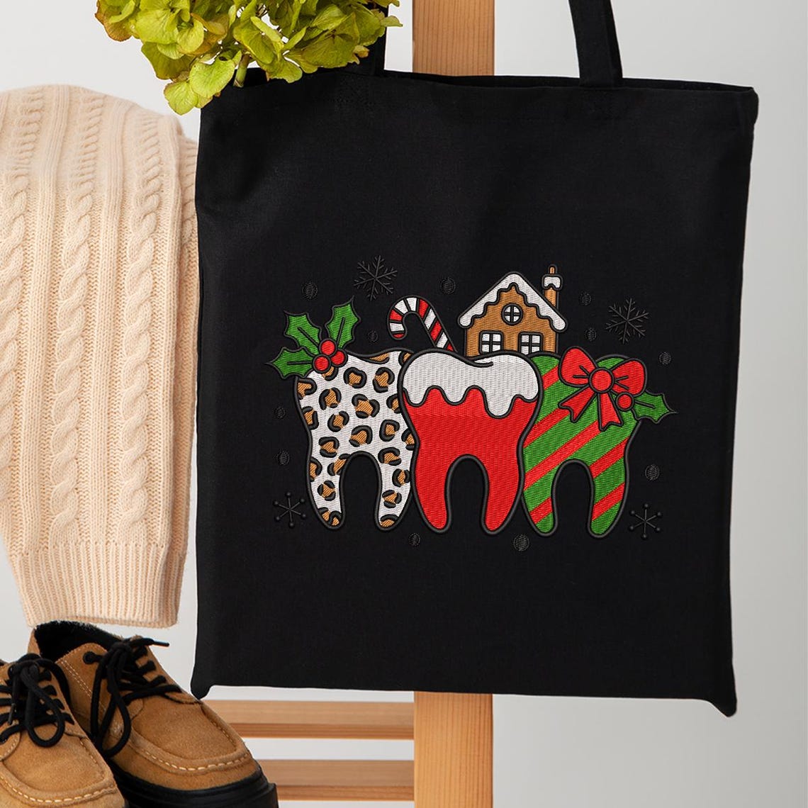 Christmas Tooth Embroidery Design, Dentist Holiday Embroidery File With ...
