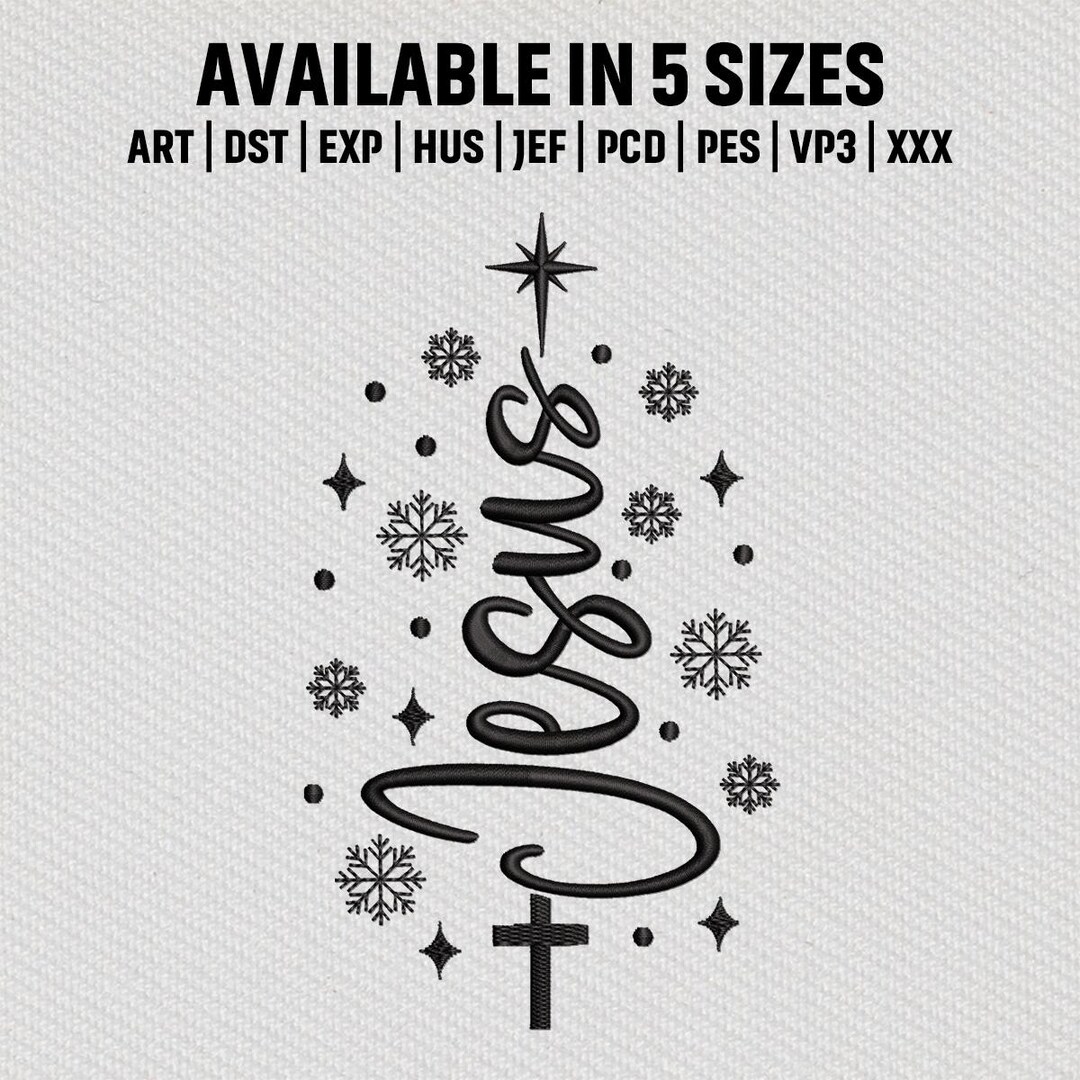 Jesus Christmas Tree Embroidery Design, Religious Holiday Embroidery ...