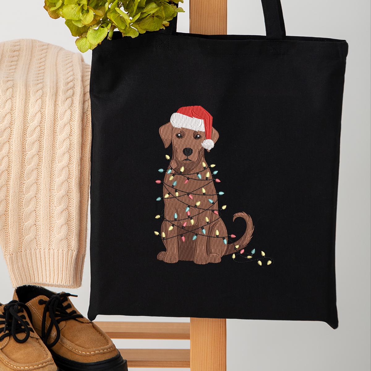 Chocolate Lab Christmas Embroidery File, Cute Brown Dog With Santa Hat ...