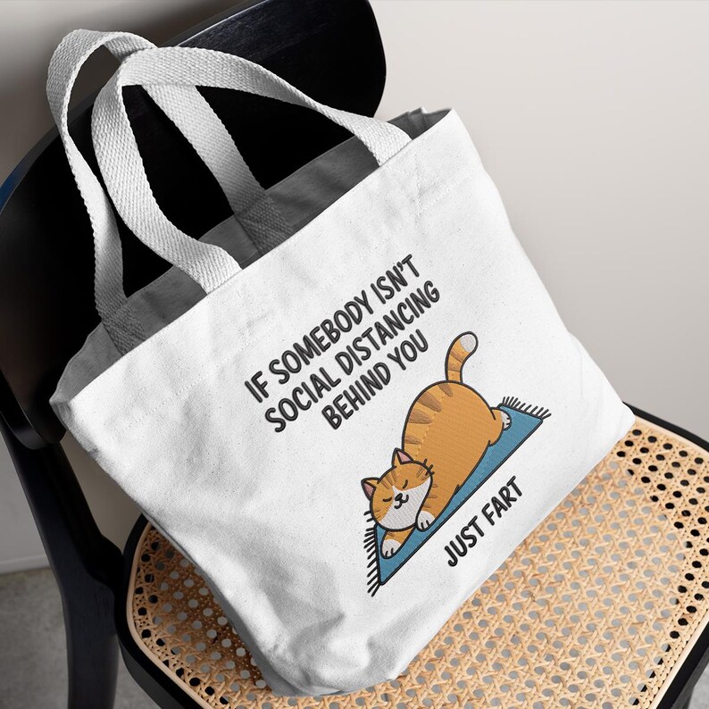 Funny Cat Social Distancing Embroidery File, Just Fart Orange Cat Humor ...