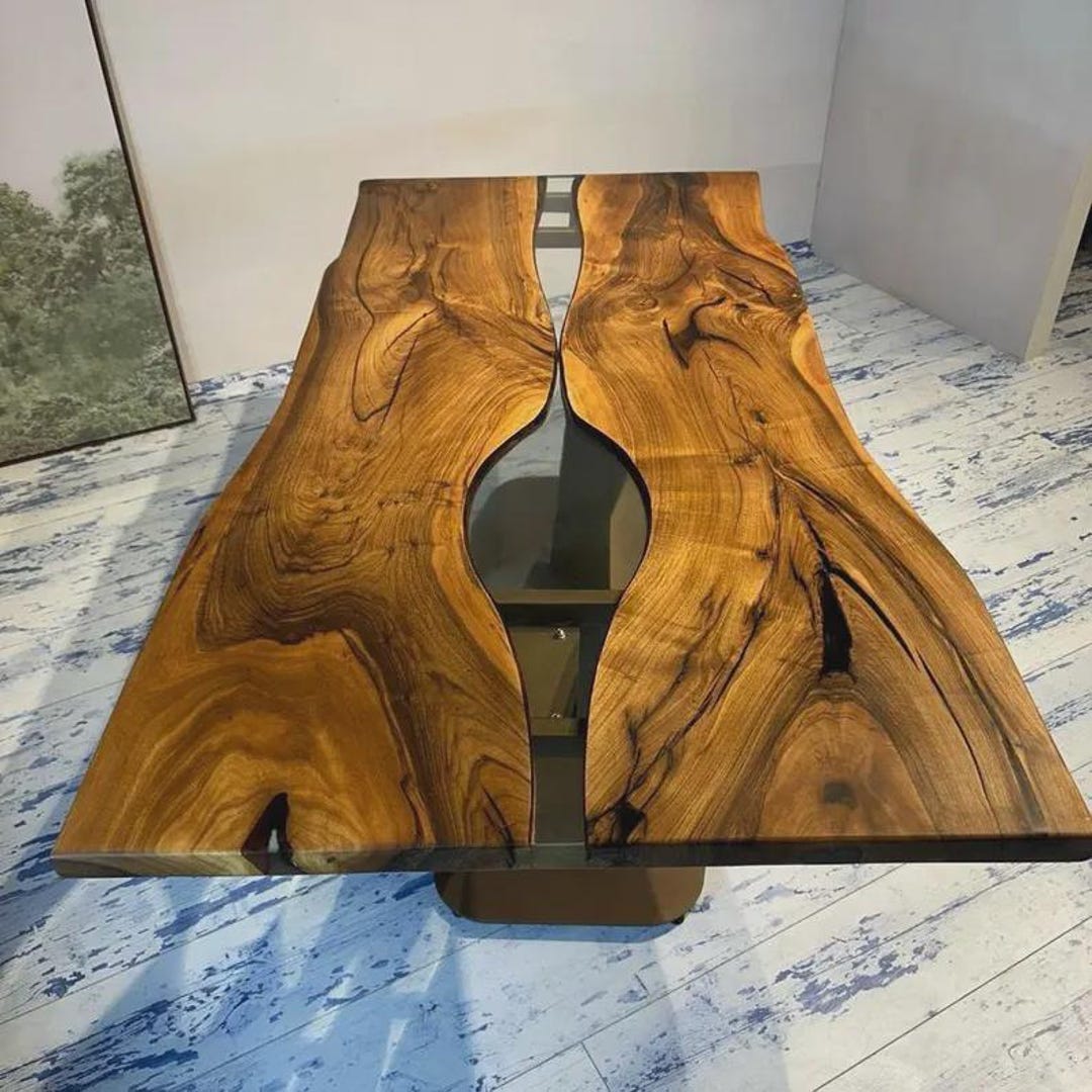 Handmade Live Edge Acacia Wood River Table | Epoxy Resin Dining Table ...