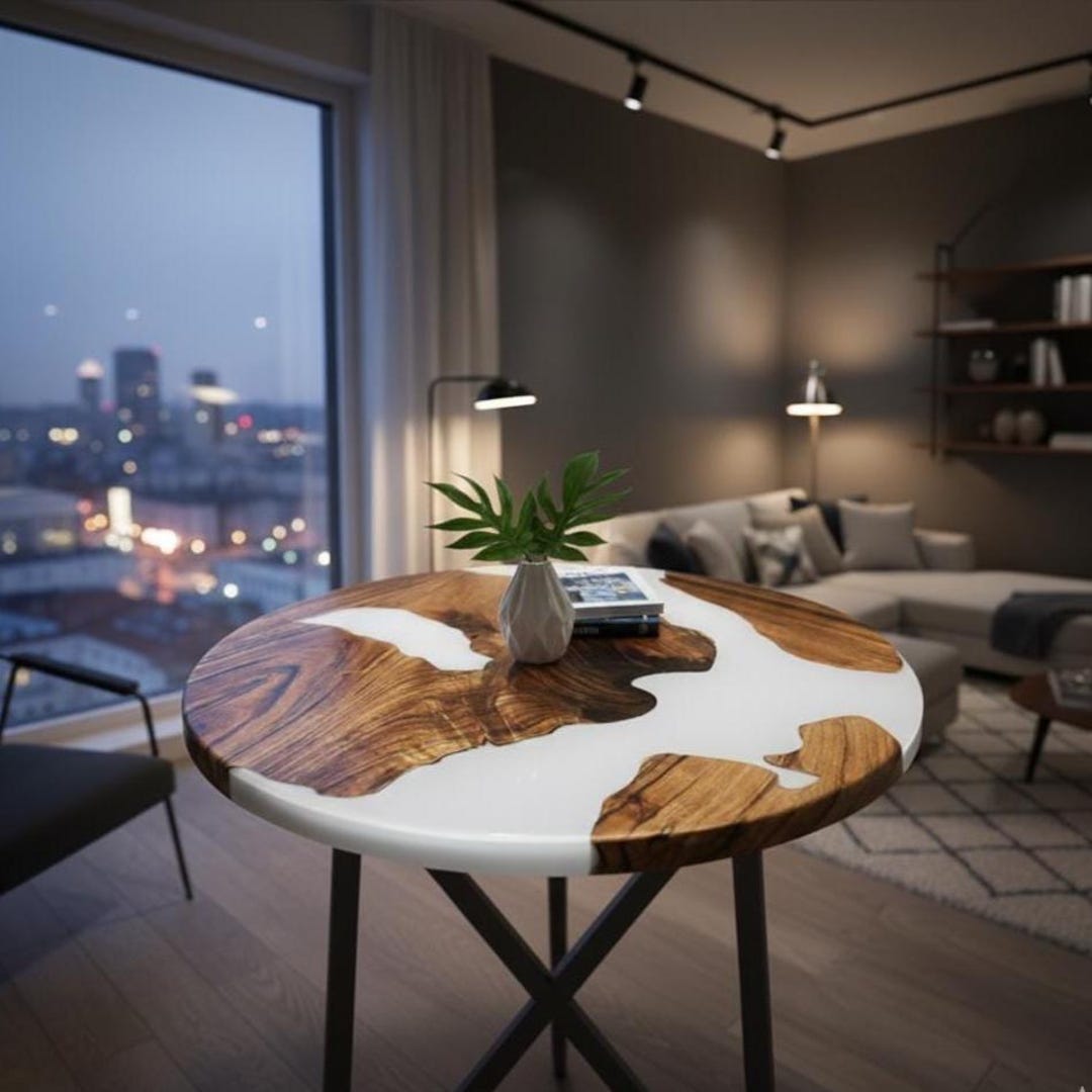 Handmade Walnut River Coffee Table – Live Edge Epoxy Resin Desk - Etsy