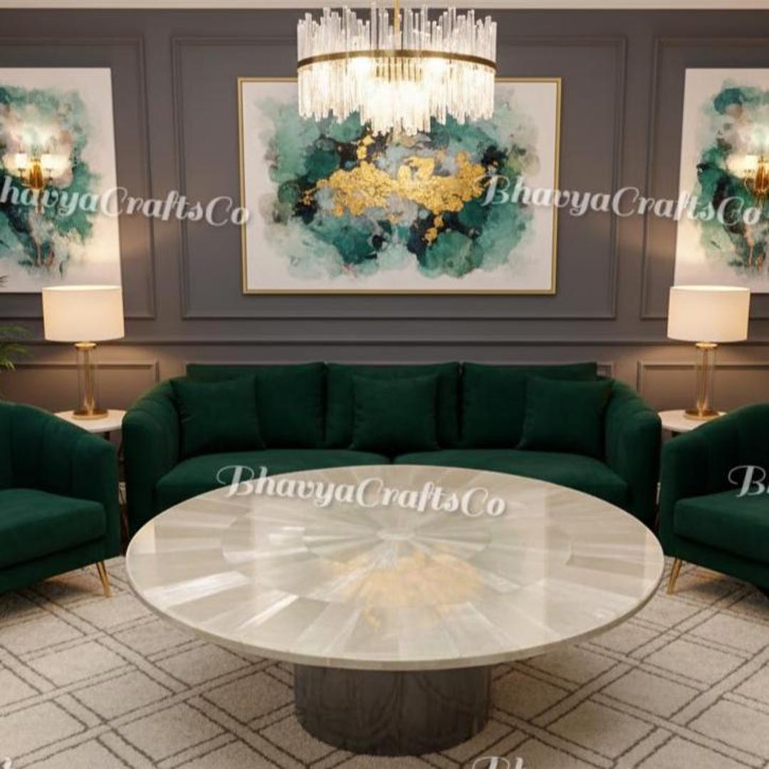Handmade Round Selenite Coffee Table – Luxury Crystal Healing Furniture ...