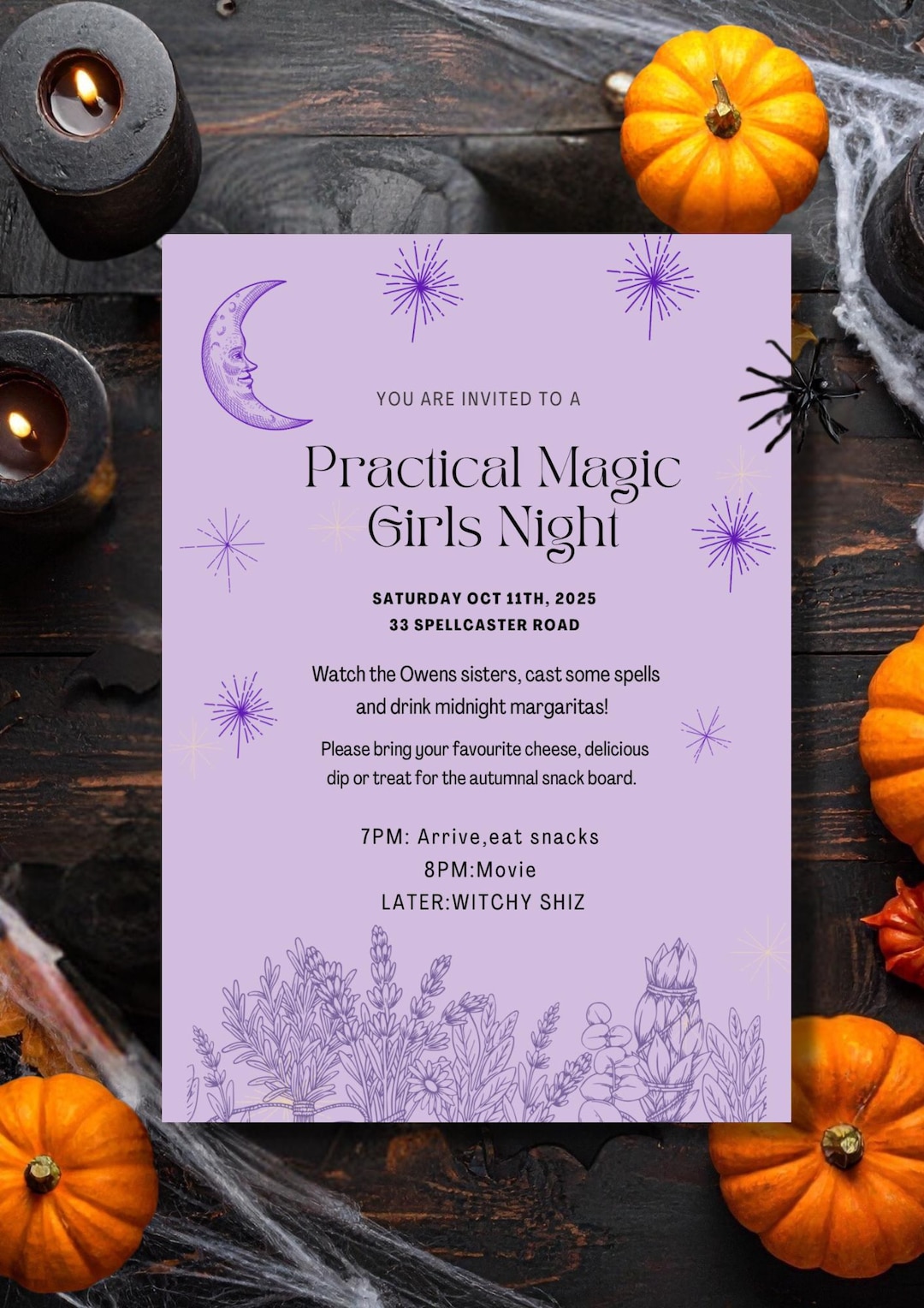 Practical Magic Girls Night Editable Invitation: Witchy Hen Party ...
