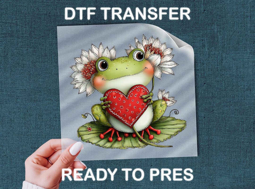 Frog Heart DTF Transfer: Valentine Floral Art (custom Sizes Available ...