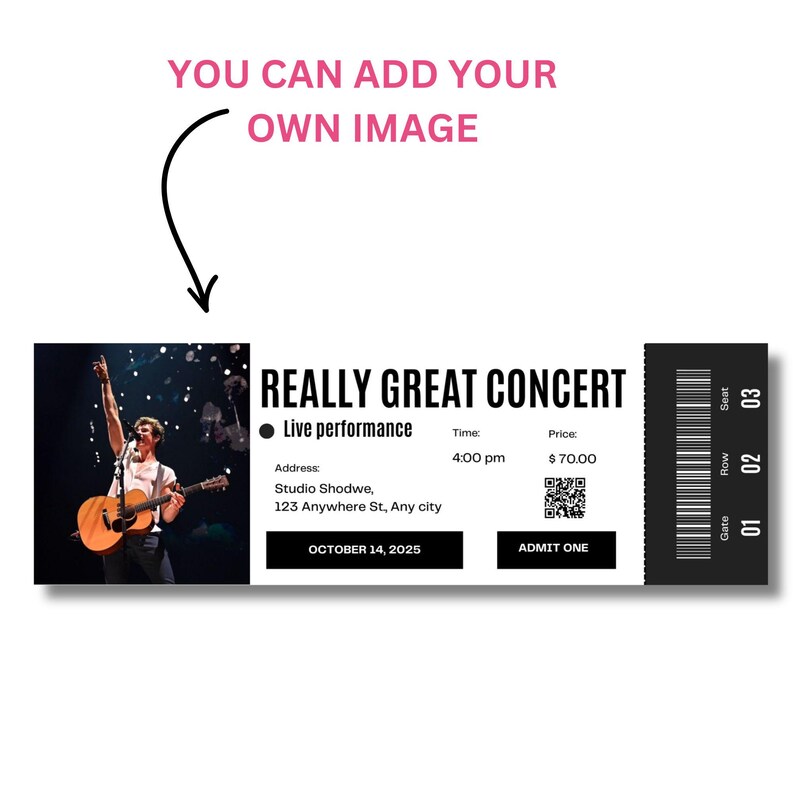Concert Ticket Template, DIY Event Ticket, Surprise Gift Custom Concert ...