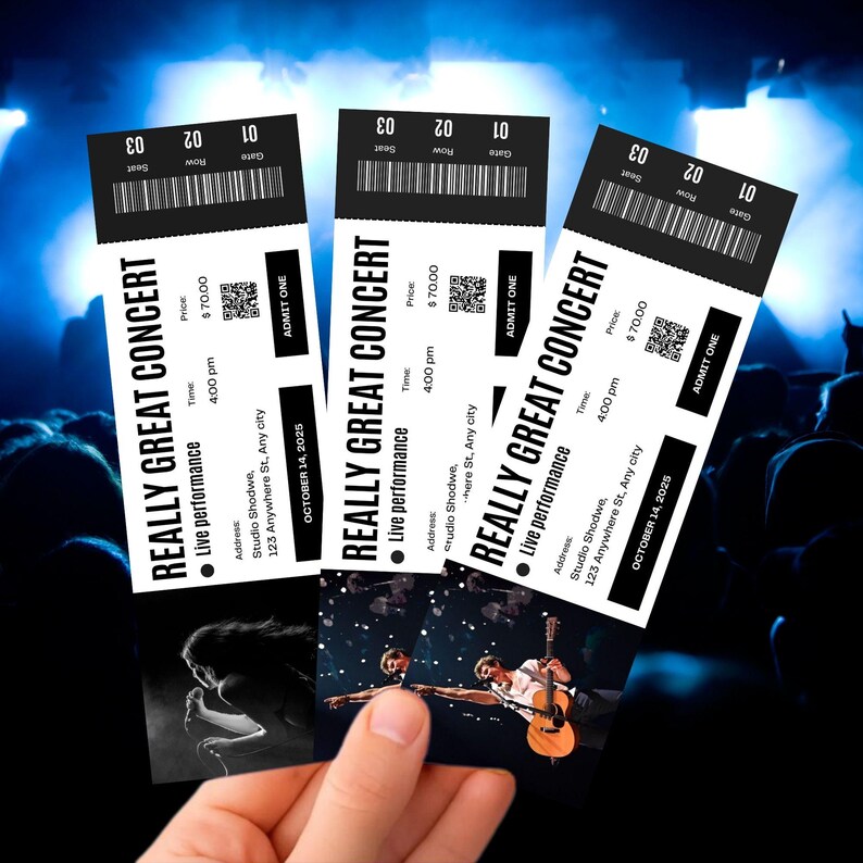 Concert Ticket Template, DIY Event Ticket, Surprise Gift Custom Concert ...