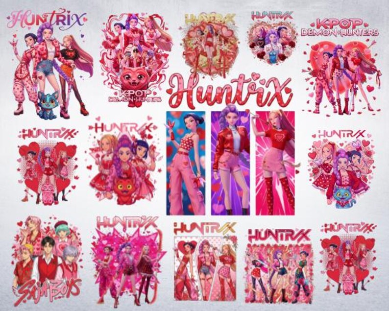 Valentine Kpop Huntrix PNG | Love Saja Boys Digital Design | Kpop Demon ...