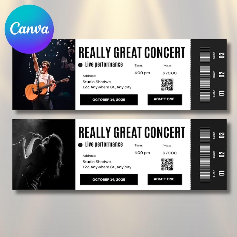 Concert Ticket Template, DIY Event Ticket, Surprise Gift Custom Concert ...