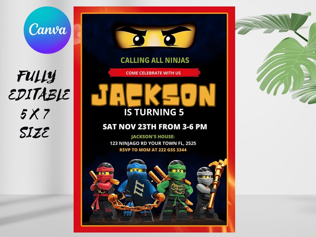 Editable Ninja Turtle Birthday Invitation | Printable Ninja Invite ...