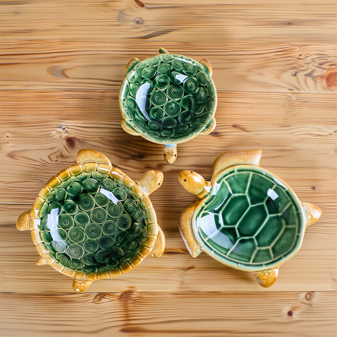 Ceramic Turtle Serving Plates – Coastal Green Glazed Dishes - Etsy