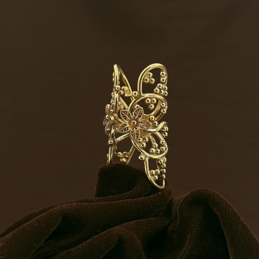 Gold Filigree Flower Arthritis Ring | Decorative PIP Joint Splint ...