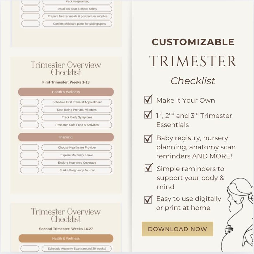 Pregnancy Checklist Printable | 1st, 2nd & 3rd Trimester Overview ...