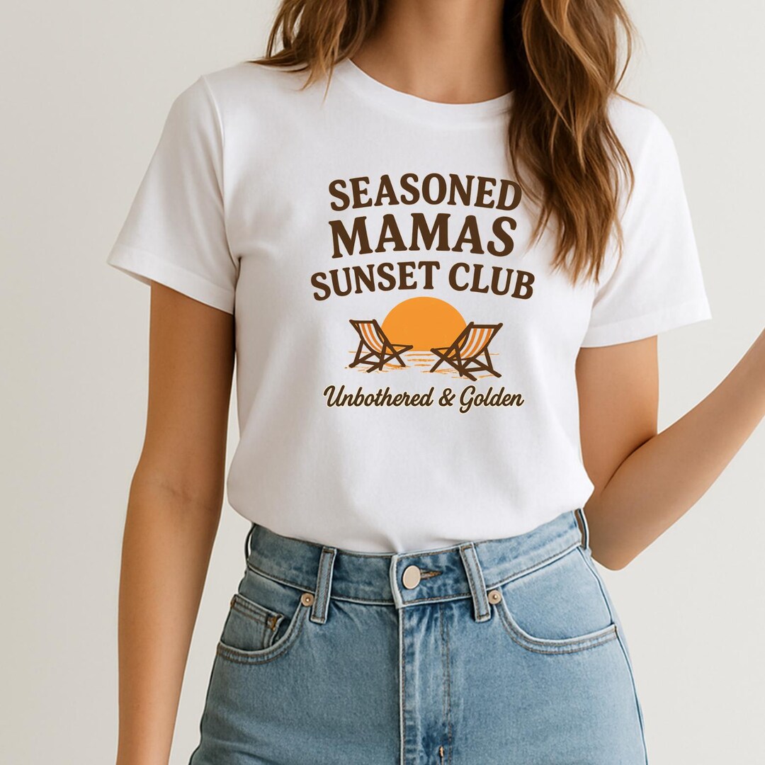 Seasoned Mamas Sunset Beach Club T-shirt | Strong Women Gift - Etsy