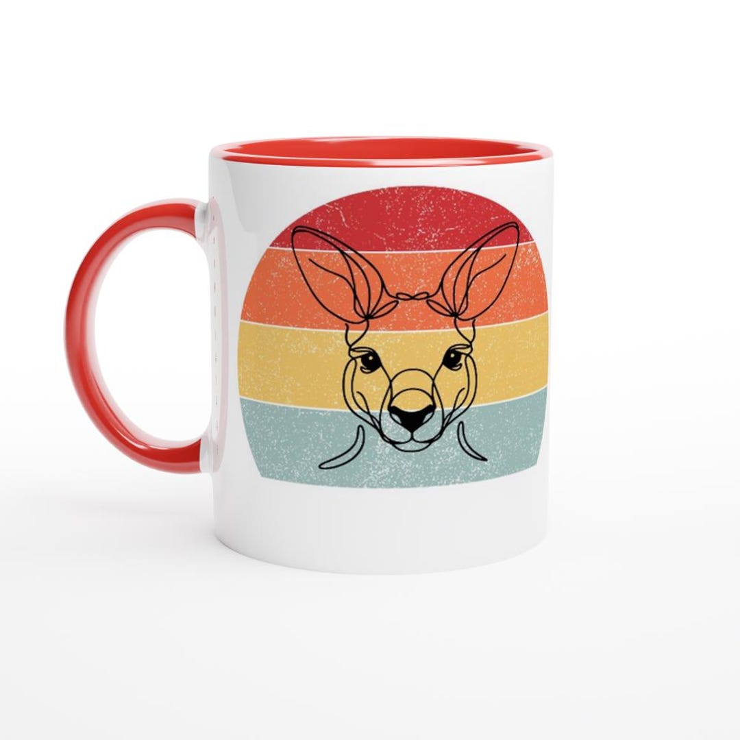 Retro Sunset Kangaroo Mug – Colorful Line Art, Australian Gift - Etsy