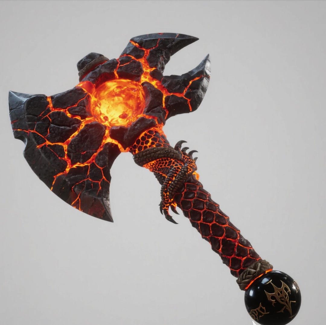 Fiery Axe 3D STL | Has Protrusions for Painting Special Details - Etsy
