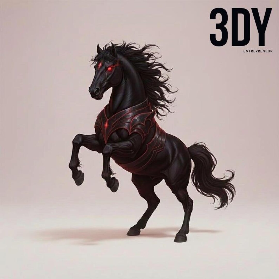 Rearing Dark Horse 3D Print File (STL) - Red-eyed Fantasy Steed ...