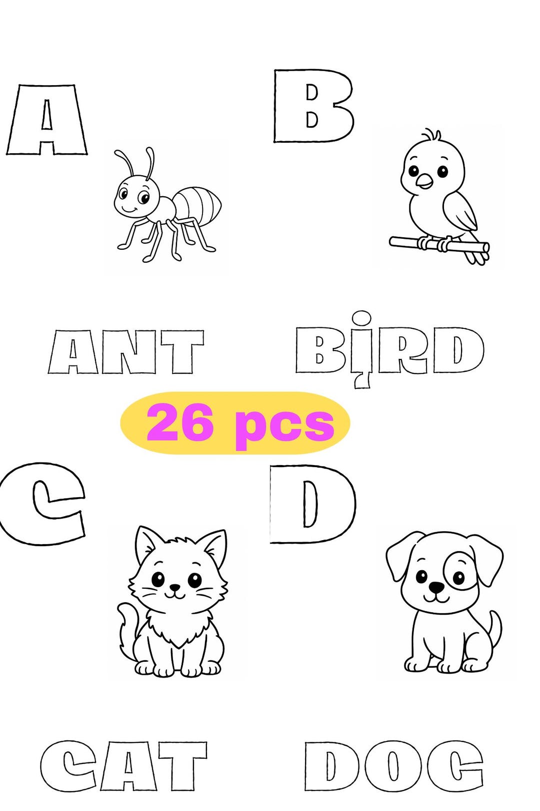 A to Z Animal Coloring Book for Kids, 26 Pages , Toddlers, Coloring ...