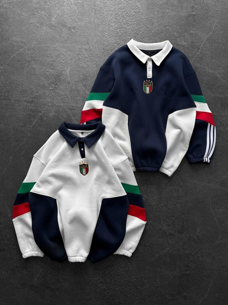 Retro Italia Embroidered Oversized Sweatshirt | Vintage Italiy Block ...