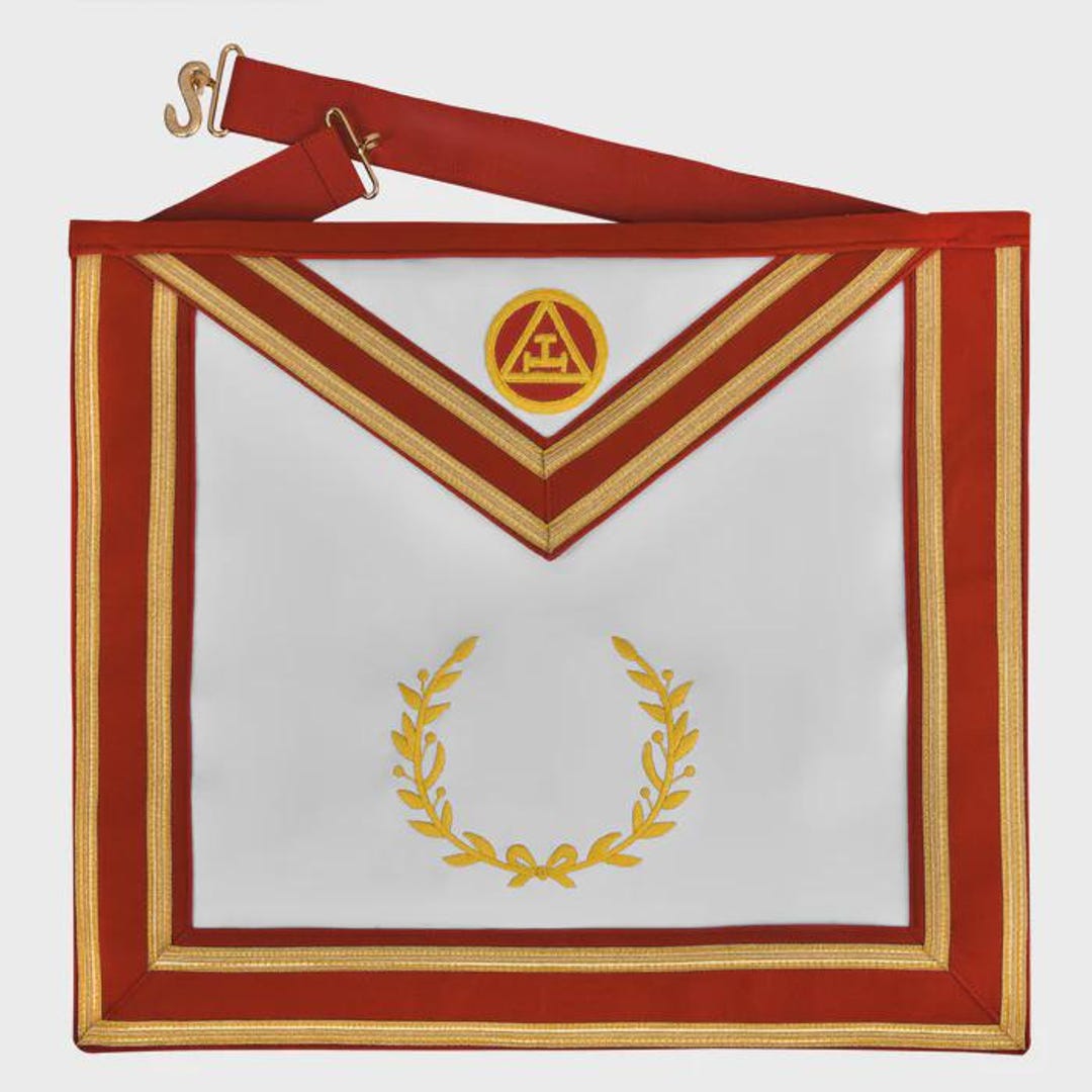 Royal Arch Chapter Apron – Red Velvet With Gold Embroidered Emblem ...