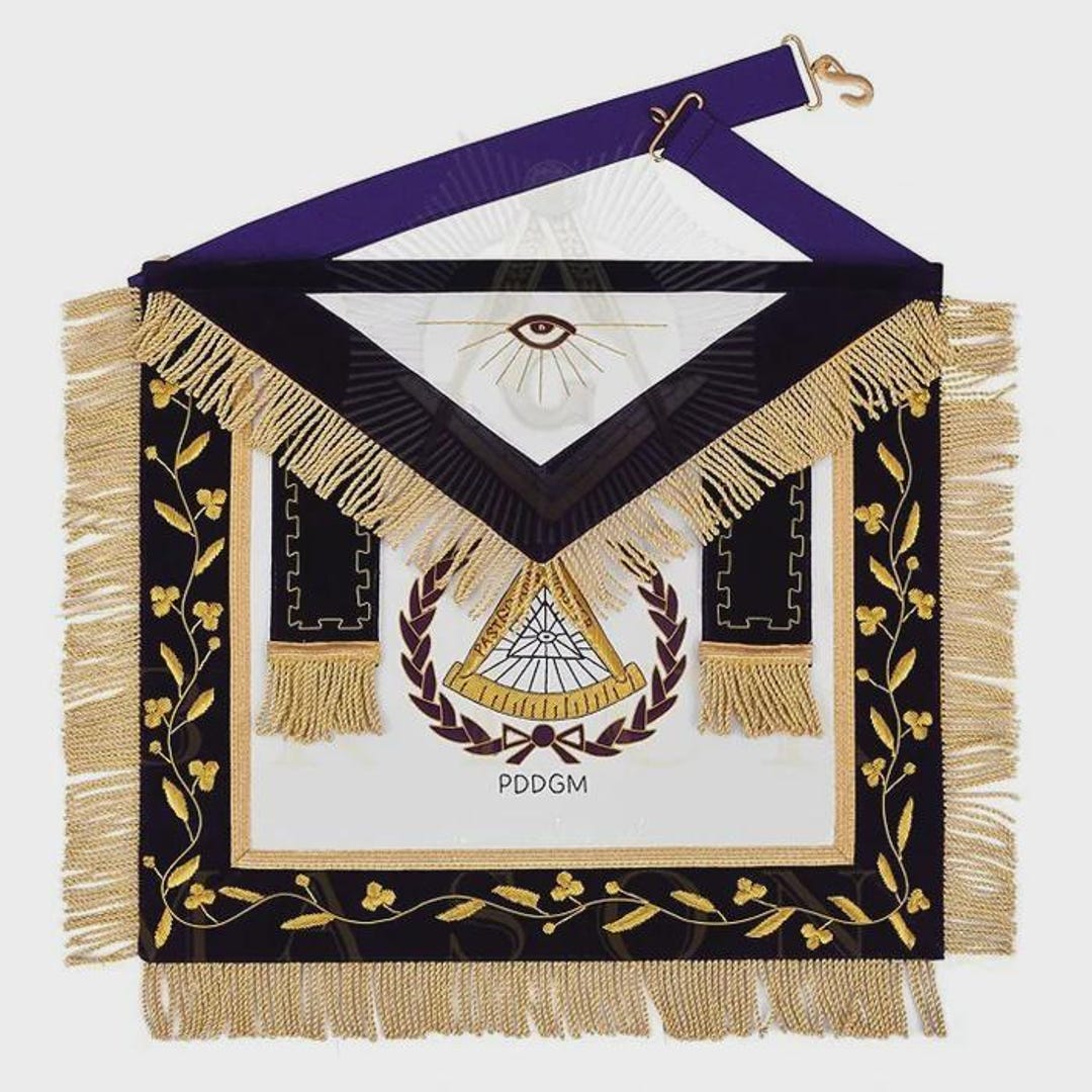 Purple Velvet Masonic Apron Past District Deputy Grand Master, Gold ...