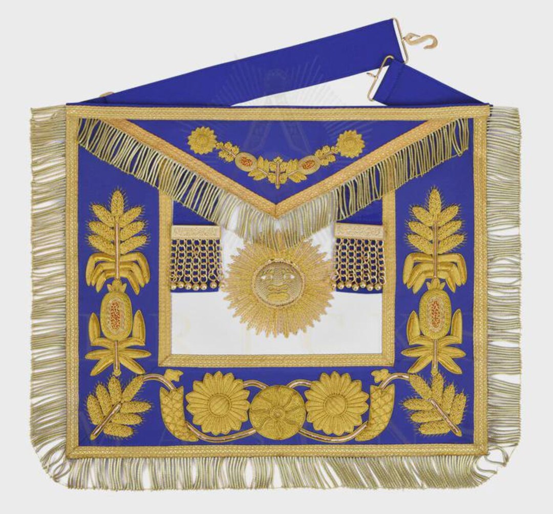 Past Grand Master Blue Lodge Apron – Quality A+ Gold & Blue Hand ...