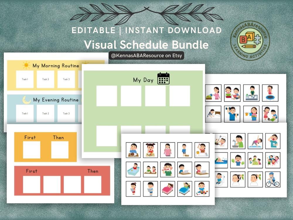 Editable Visual Schedule for Autism | Daily Routine Cards Printable ...