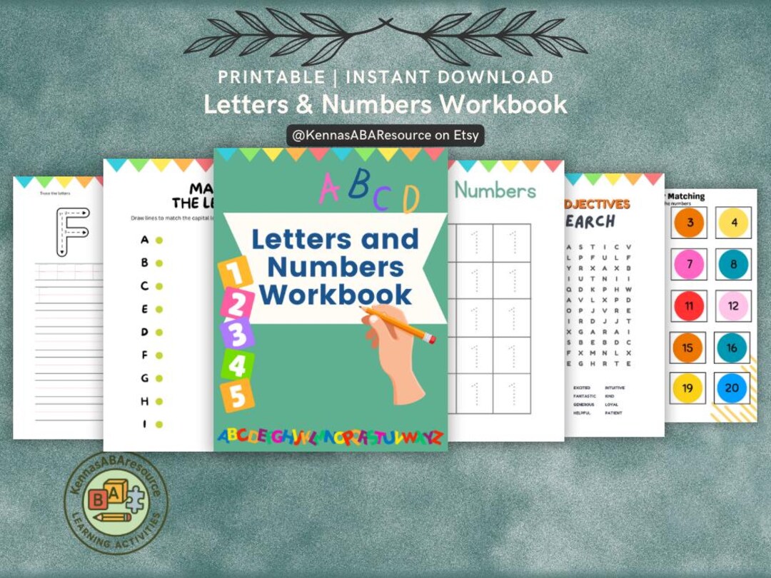 Letters and Numbers Workbook | Early Learning Printable - Etsy