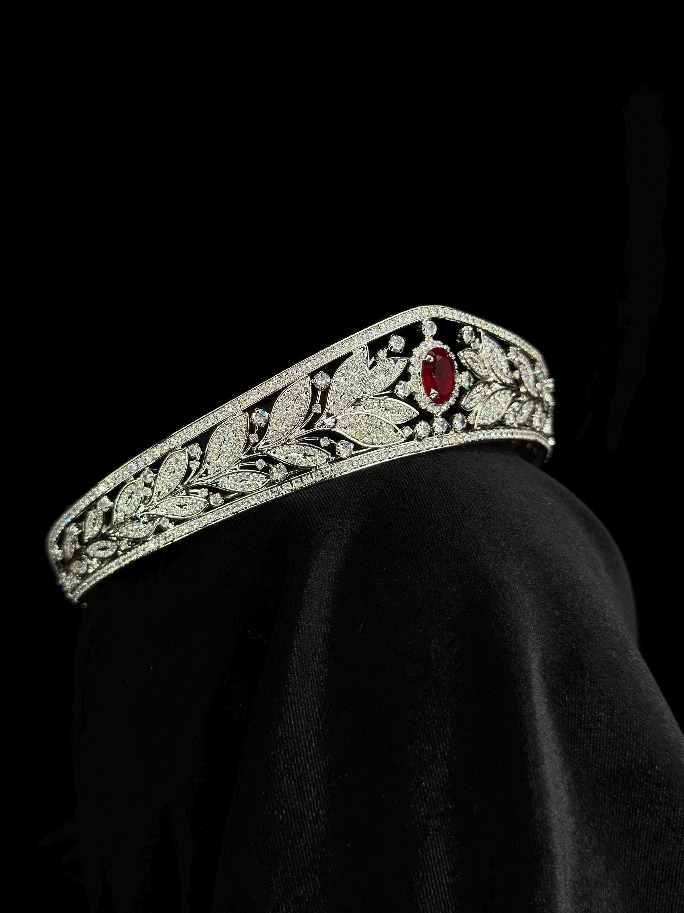 Handmade Silver Bridal Tiara | Elegant Leaf Design With Customizable ...