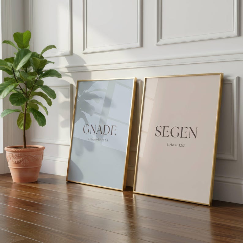 Blessing & Grace Poster Set – Minimalist Typography Art, Christian Wall ...