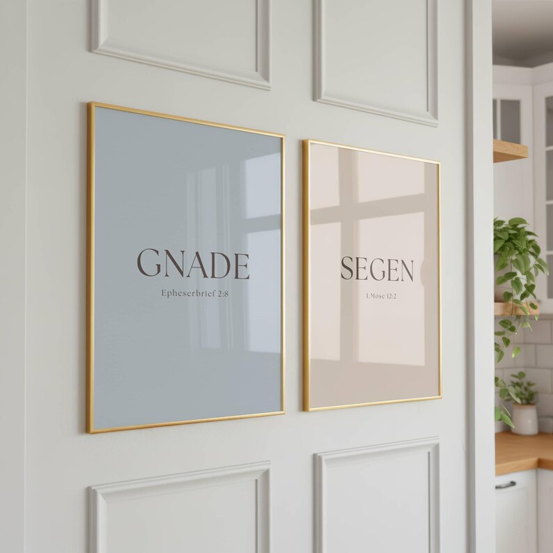 Blessing & Grace Poster Set – Minimalist Typography Art, Christian Wall ...