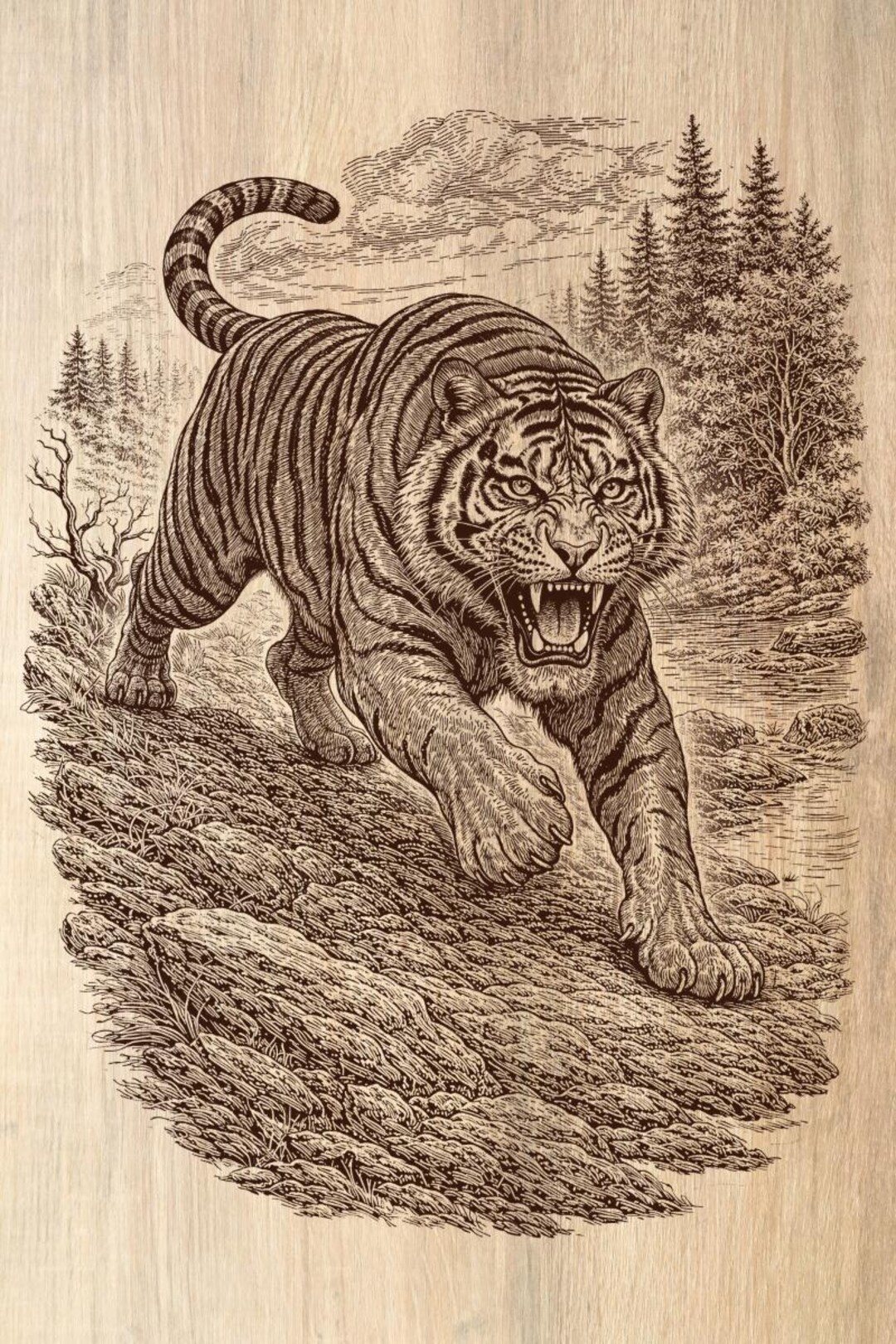 Tiger Engraving Digital Download | Vintage Tiger Illustration | Laser ...