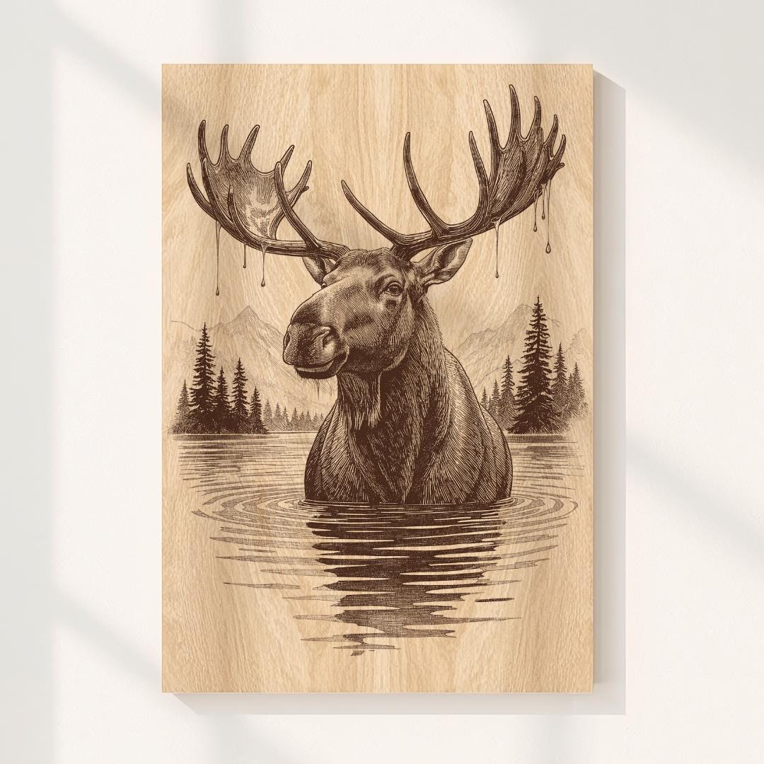 Majestic Moose Laser Engraving File | Rustic Wildlife Art (digital ...
