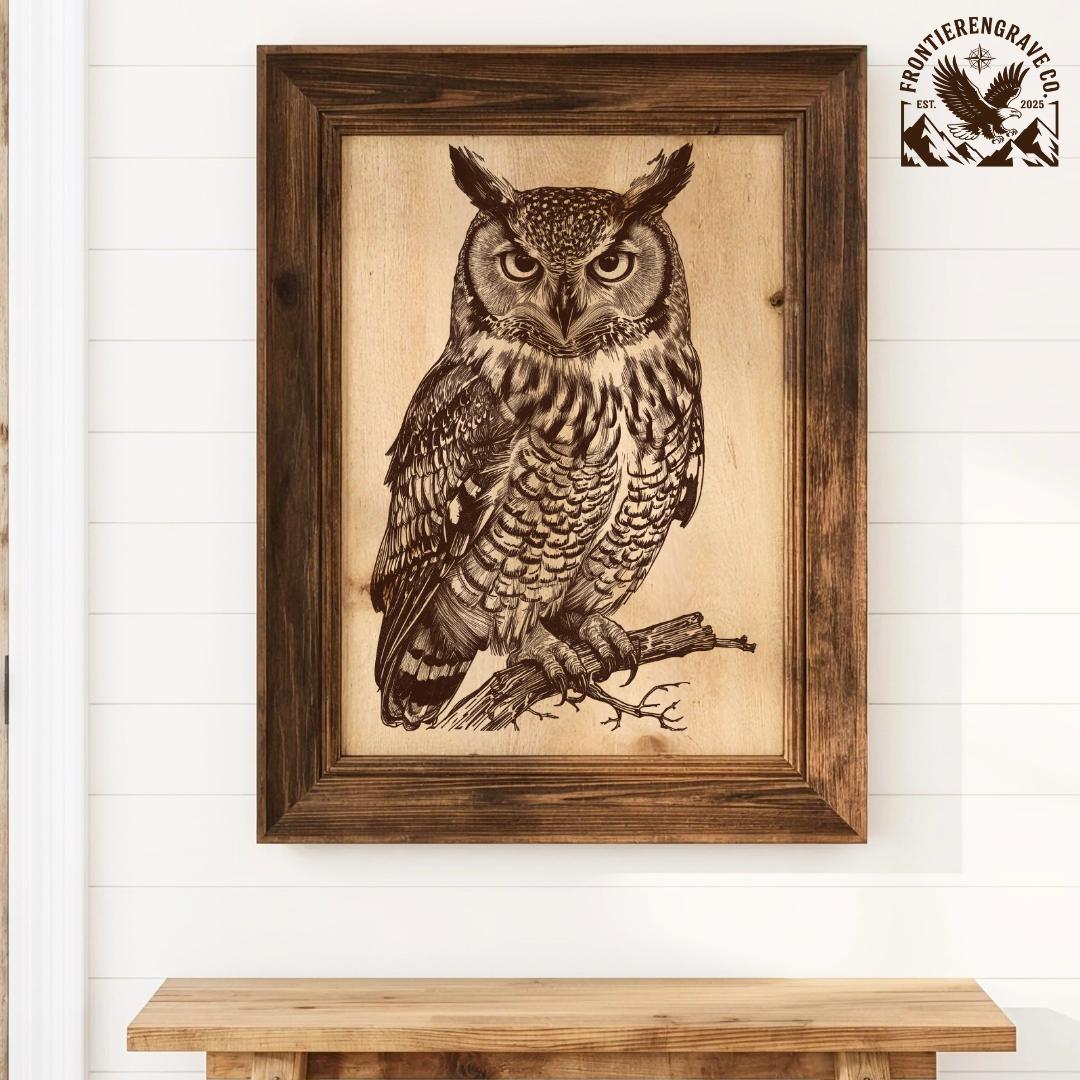 Vintage Owl Engraving File: Rustic Bird of Prey Art (PNG) - Etsy