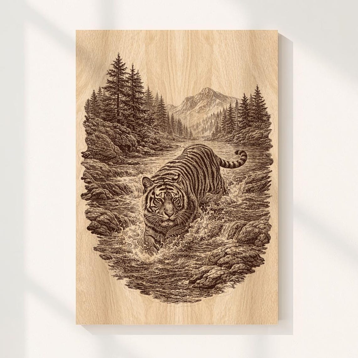 Tiger Engraving Digital Download | Tiger River Illustration | Vintage ...