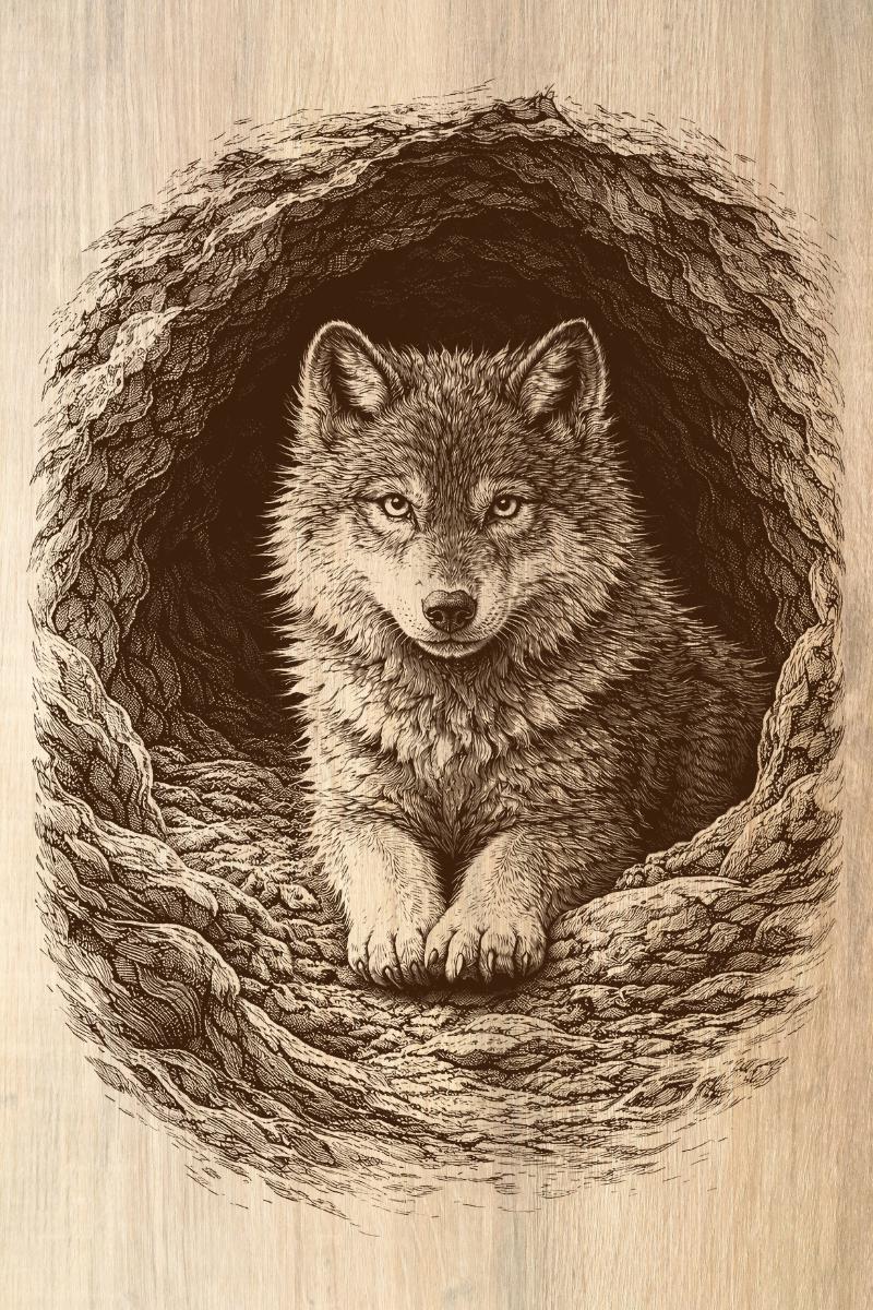 Wolf Cub in Cave PNG | Realistic Baby Animal PNG | High Detail Wolf Pup ...