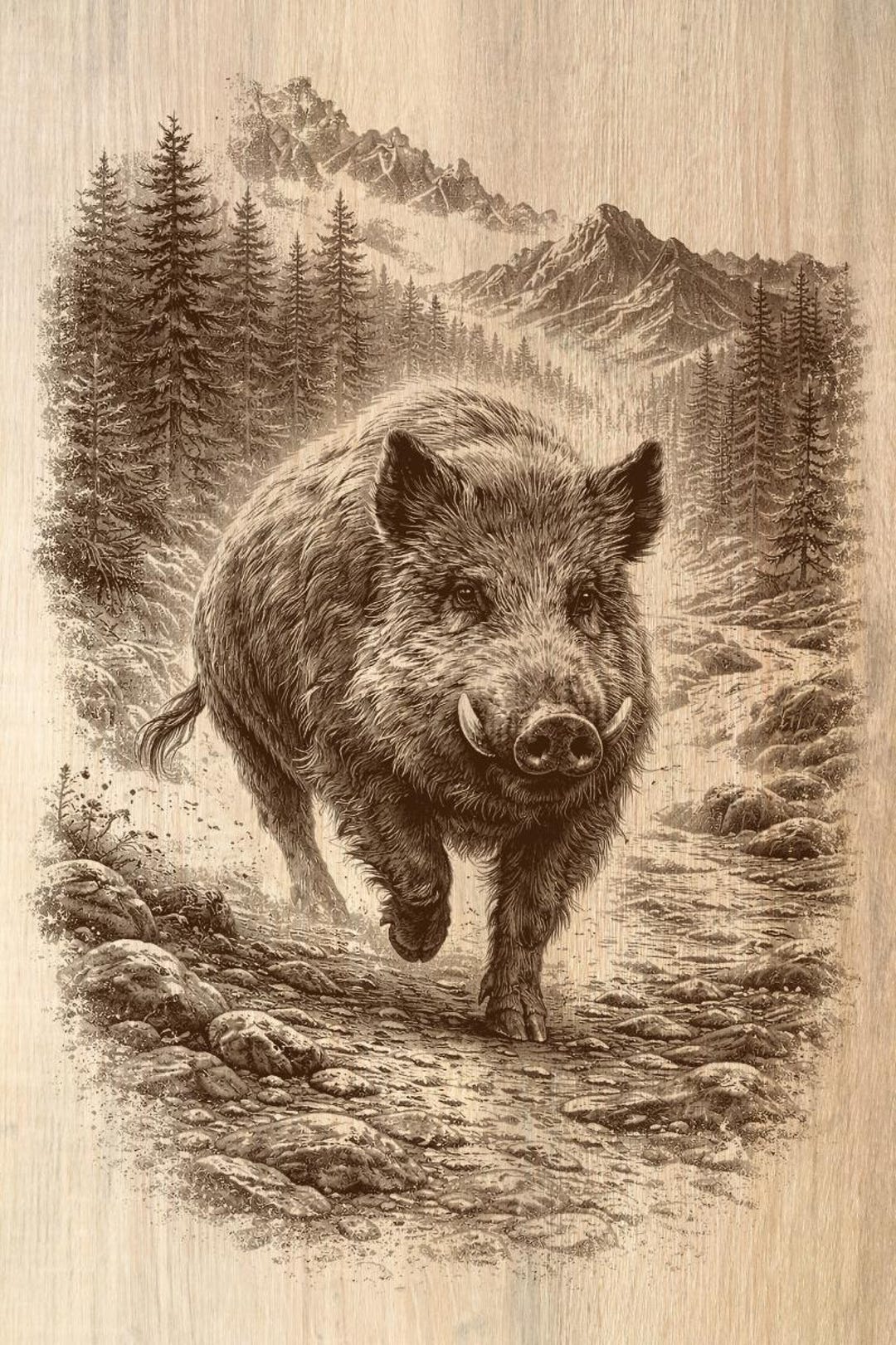 Running Wild Boar PNG | Mountain Forest Scene PNG | High Detail Boar ...