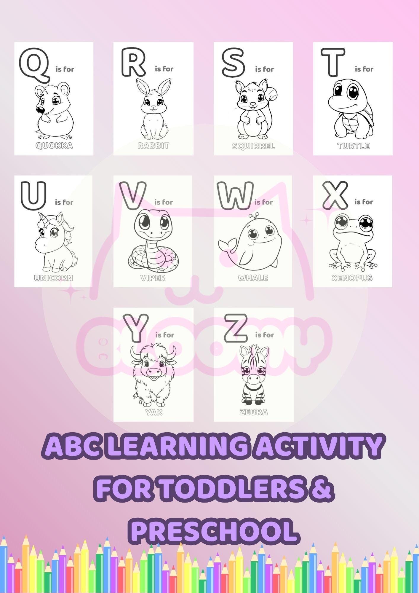 Alphabet Animals COLORING Pages A-Z | Kids Printable PDF Coloring Book ...
