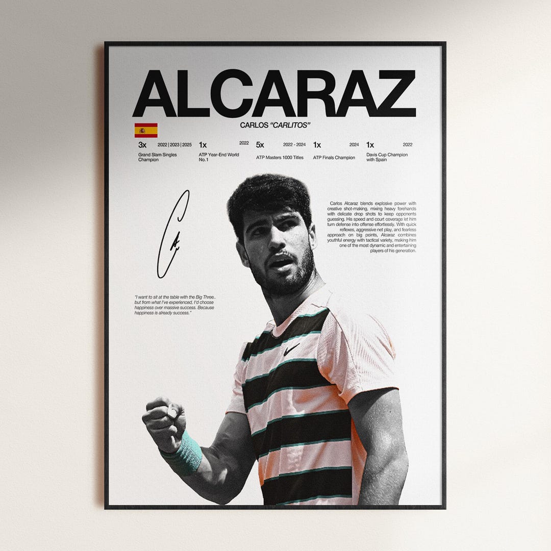 Carlos Alcaraz Poster, ATP Wall Print, Tennis Digital Download, ATP ...