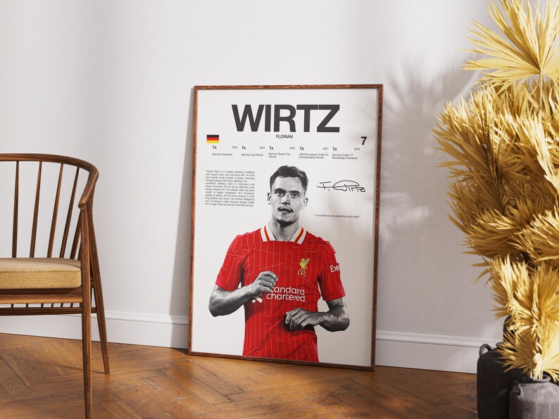 Florian Wirtz Poster, Liverpool Wall Print, Football Digital Download ...