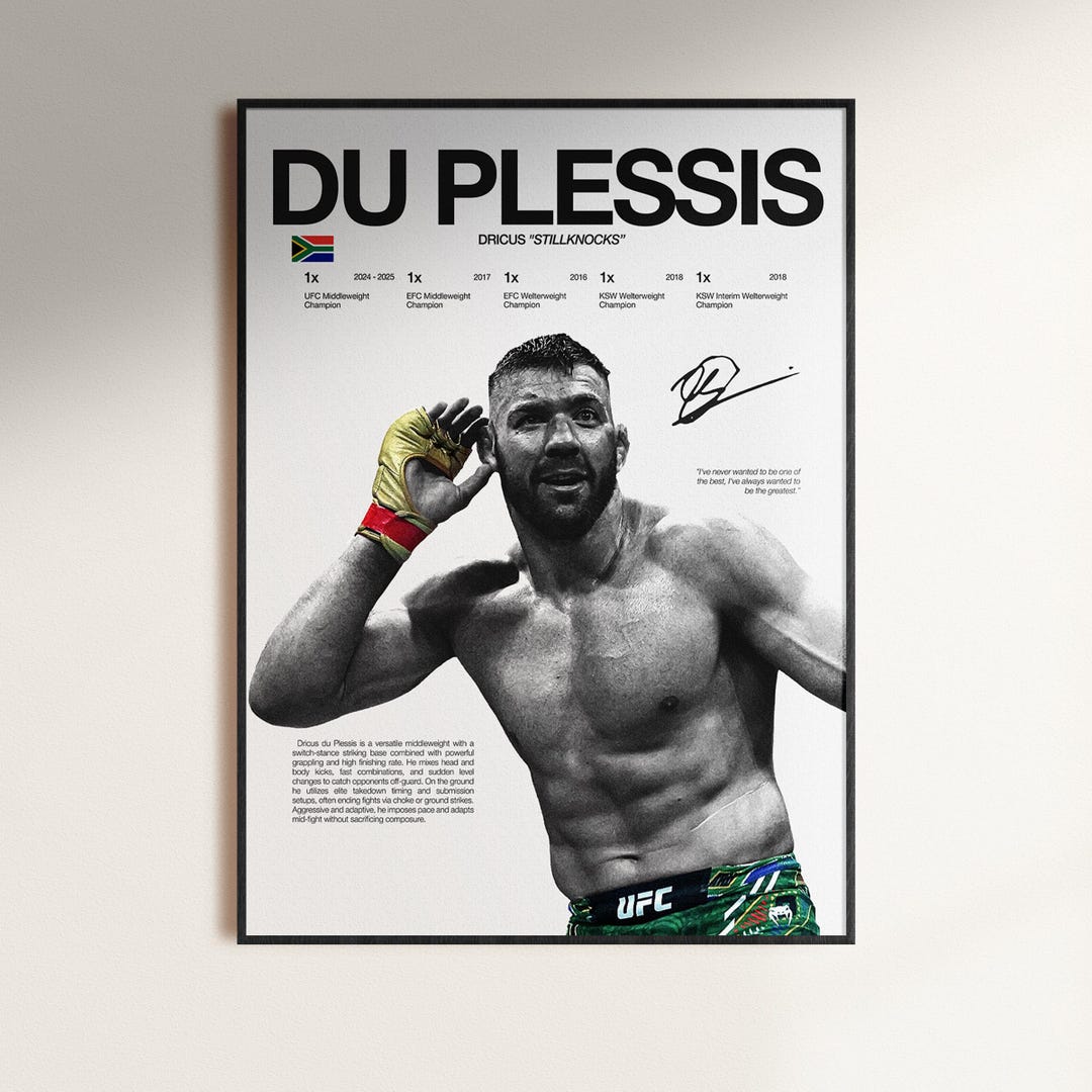 Dricus Du Plessis Poster, UFC Wall Print, MMA Digital Download, Fighter ...
