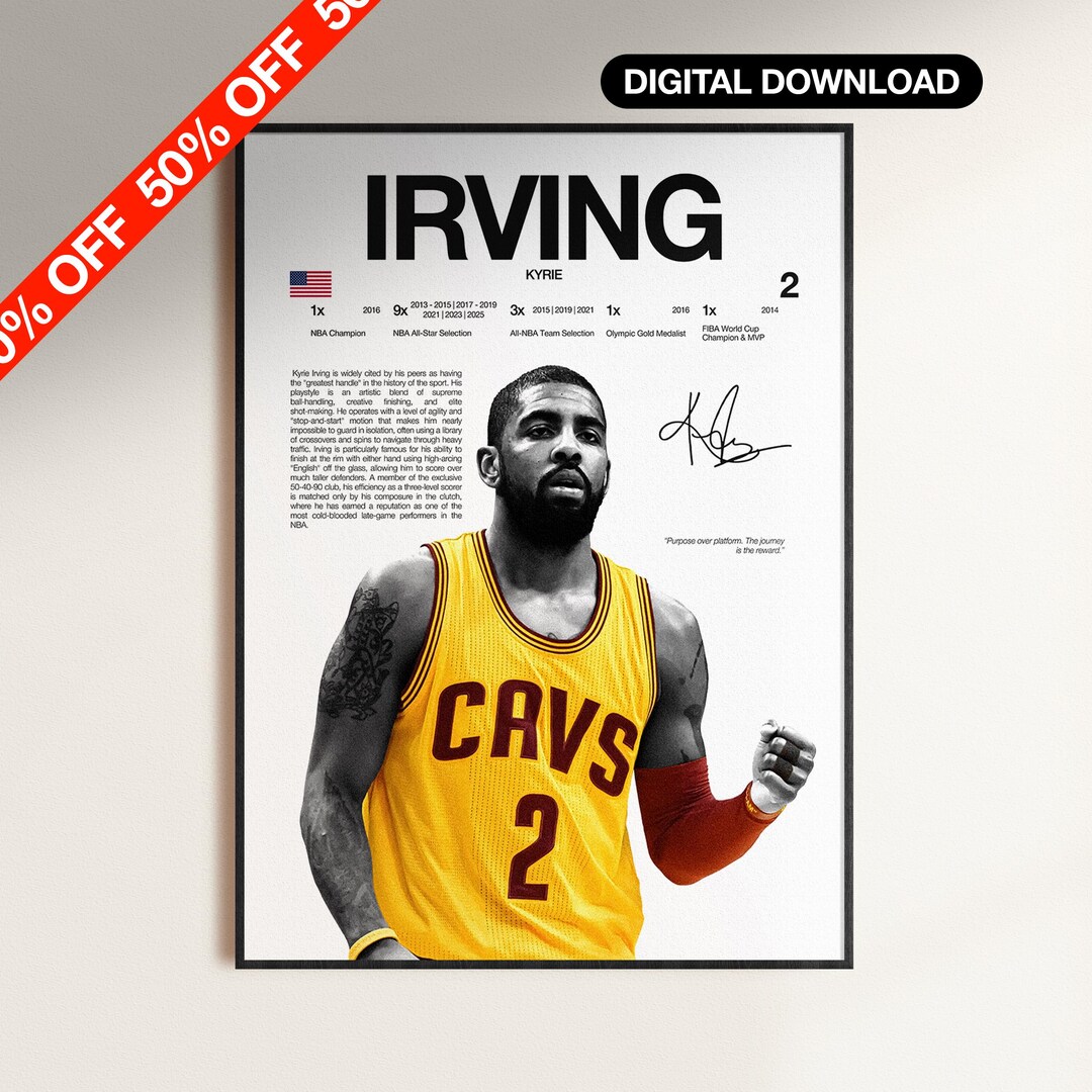 Kyrie Irving Poster, NBA Wall Print, Basketball Digital Download, NBA ...