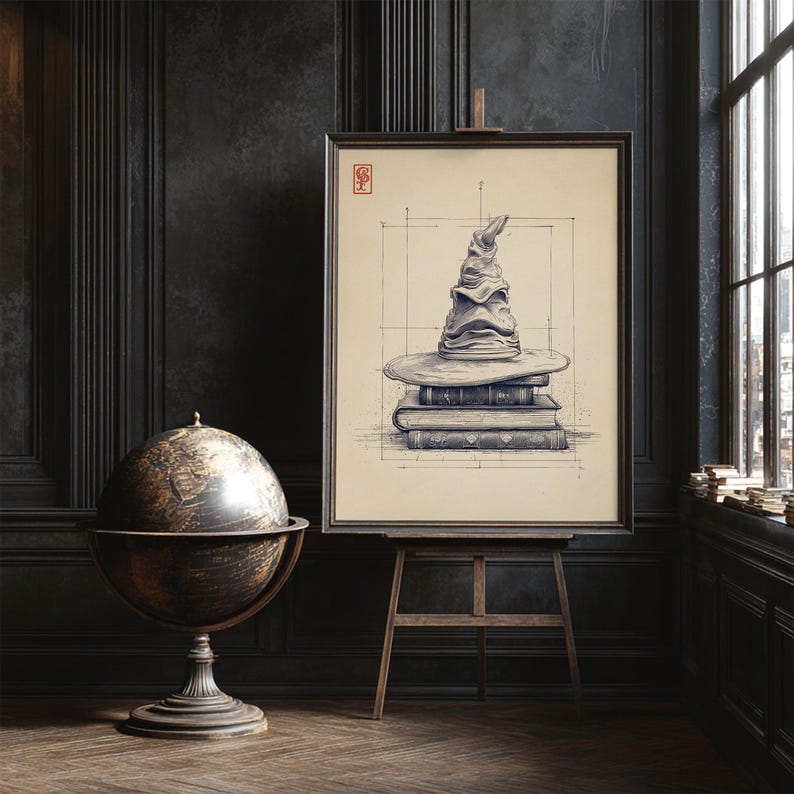 The Sorting Hat Printable Wall Art: Unique Vintage Home Decor for Book ...