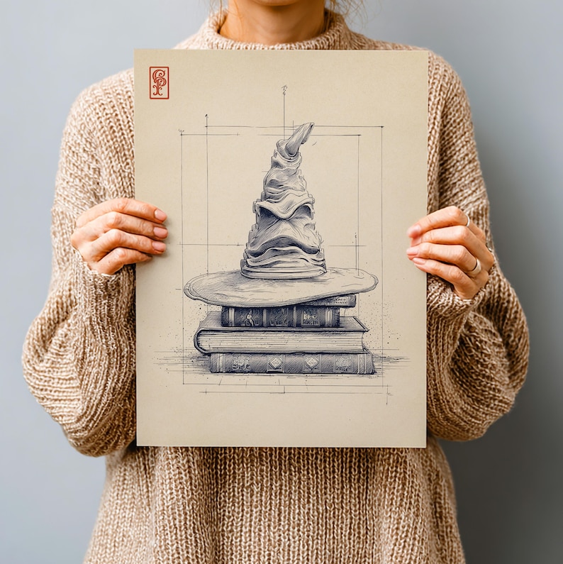 The Sorting Hat Printable Wall Art: Unique Vintage Home Decor for Book ...