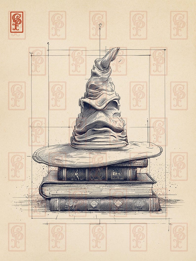 The Sorting Hat Printable Wall Art: Unique Vintage Home Decor for Book ...