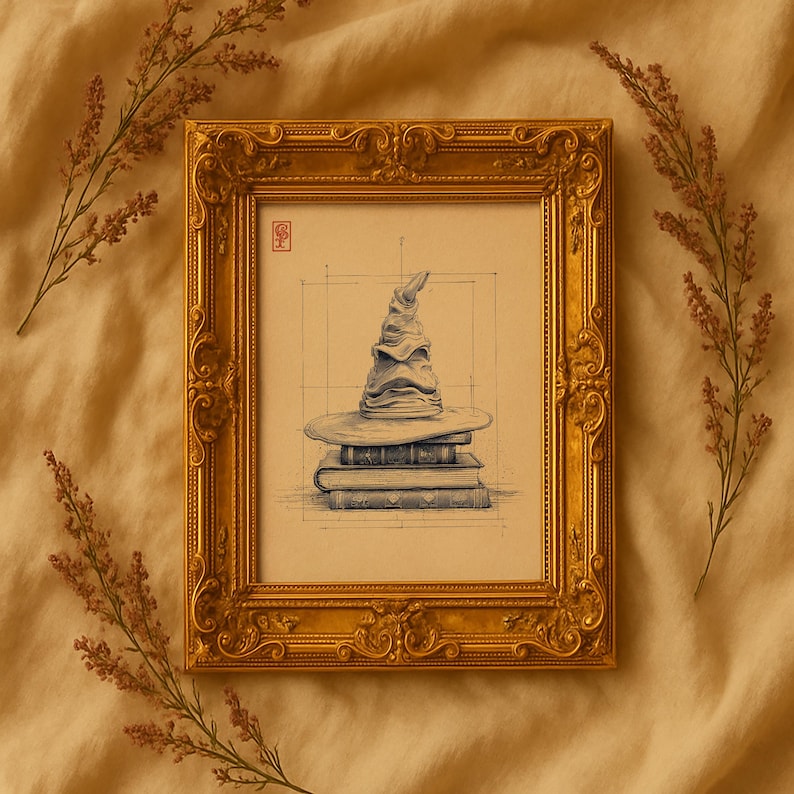 The Sorting Hat Printable Wall Art: Unique Vintage Home Decor for Book ...