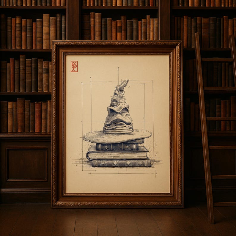The Sorting Hat Printable Wall Art: Unique Vintage Home Decor for Book ...