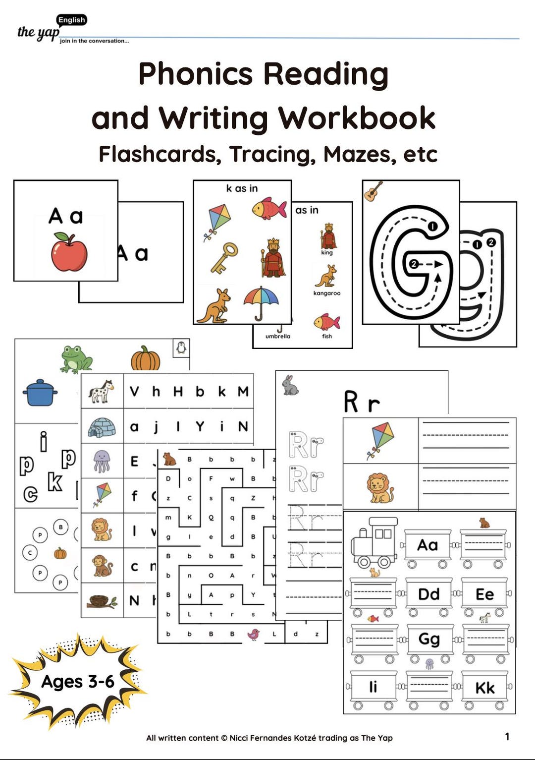 Phonics Reading & Writing Workbook: Alphabet Tracing, Mazes, Etc (PDF ...